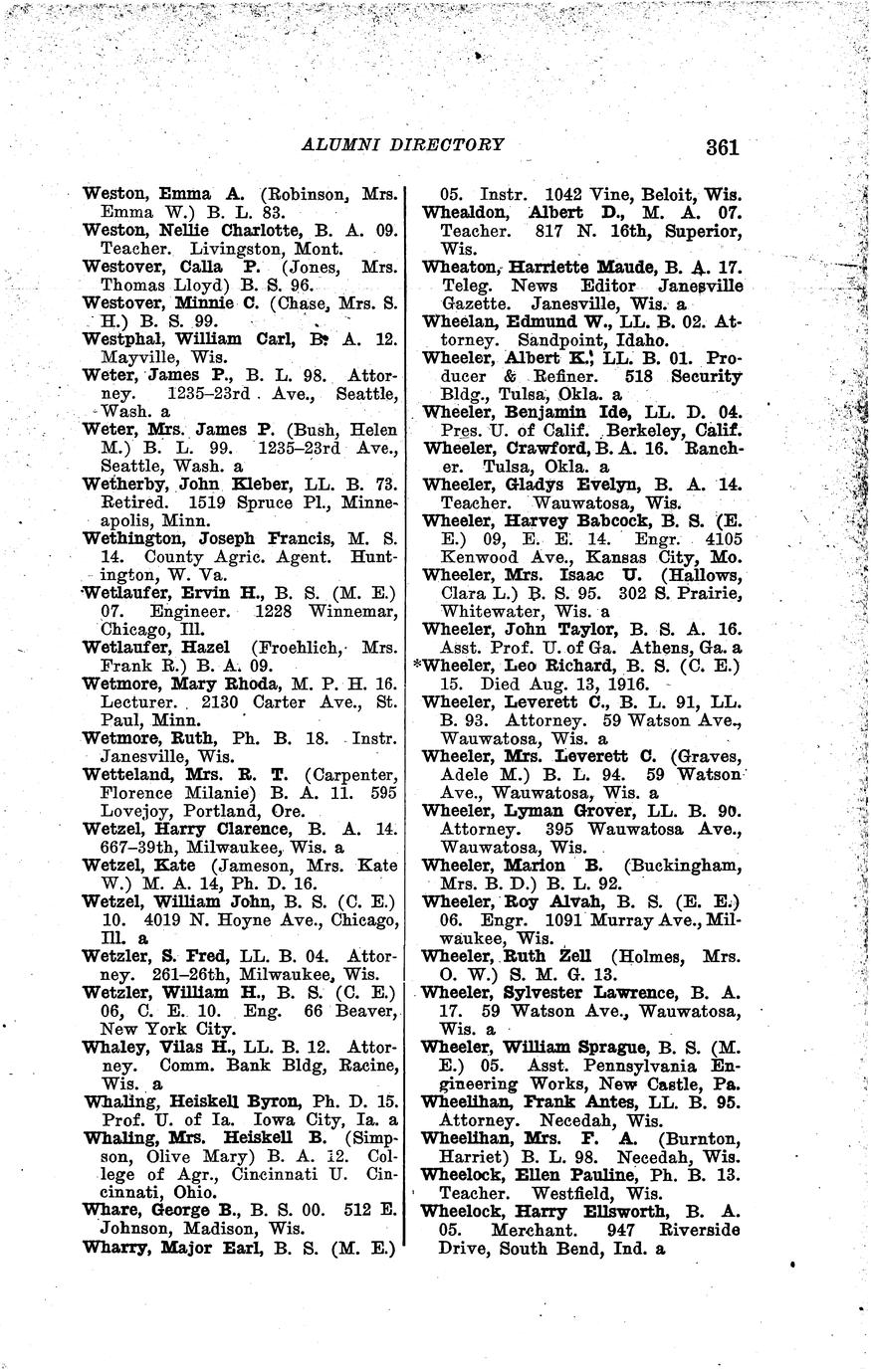 The University of Wisconsin alumni directory, 1849-1919 - Full view ...