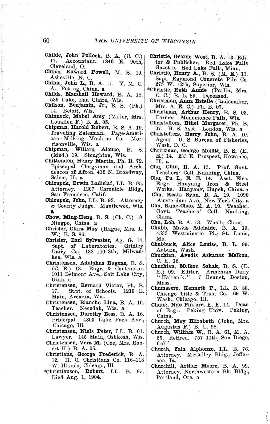 The University of Wisconsin alumni directory, 1849-1919 - Full view ...