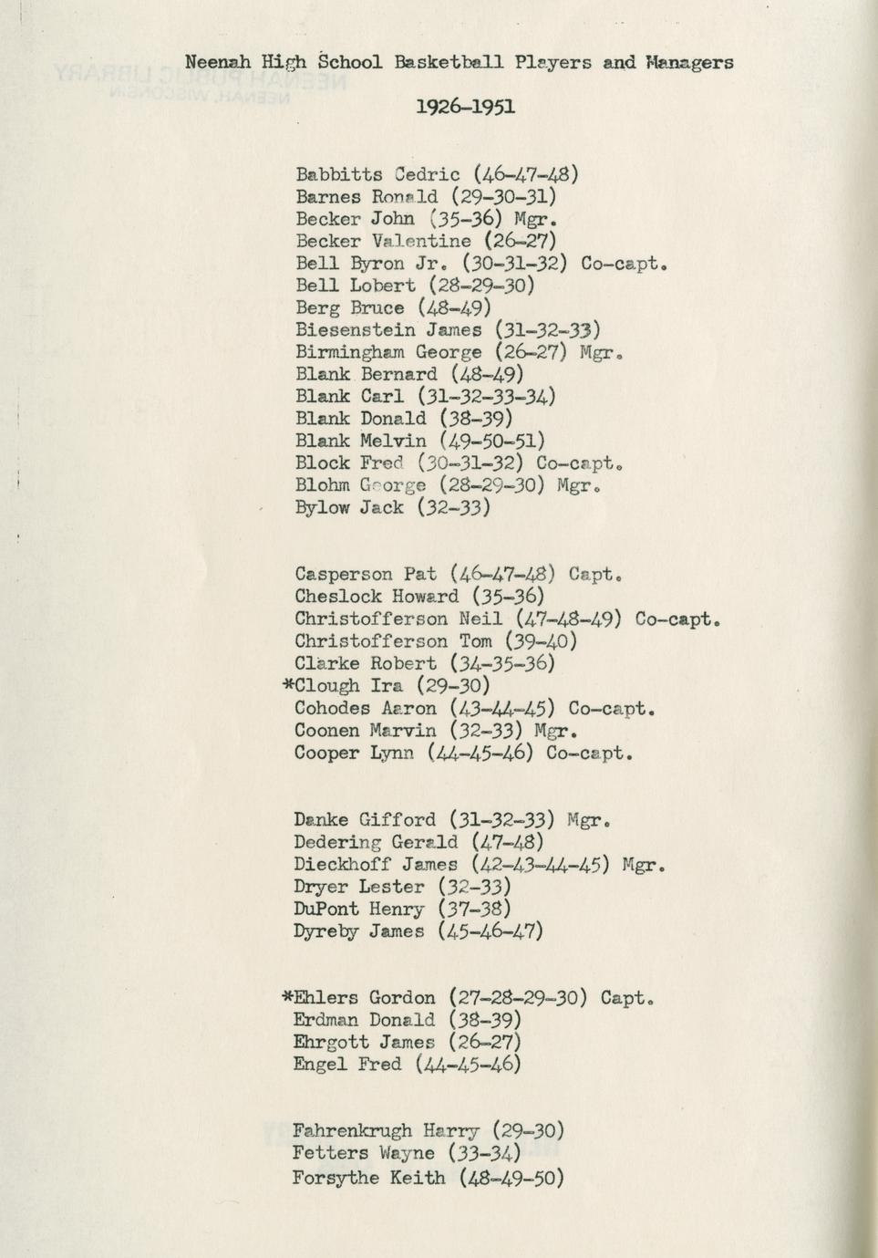25 years of basketball at Neenah High School under Ole Jorgensen, 1926-1951 - Full view - UWDC ...