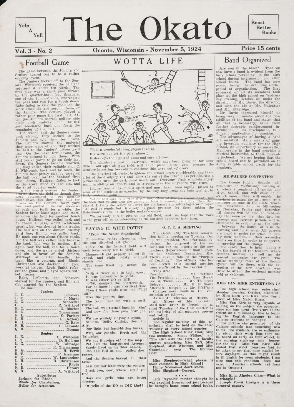 The Okato vol. 3, no. 2 November 5, 1924 - Full view - UWDC - UW-Madison Libraries