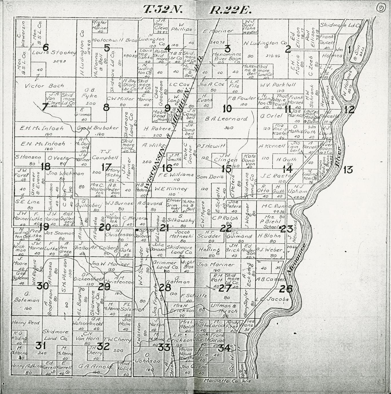 Pocket map with names of owners, Marinette County, Wisconsin, 1920 ...