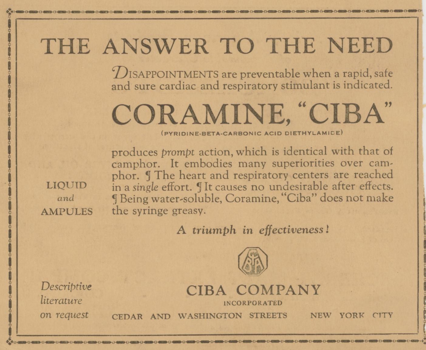 ‎Coramine "Ciba" advertisement - UWDC - UW-Madison Libraries