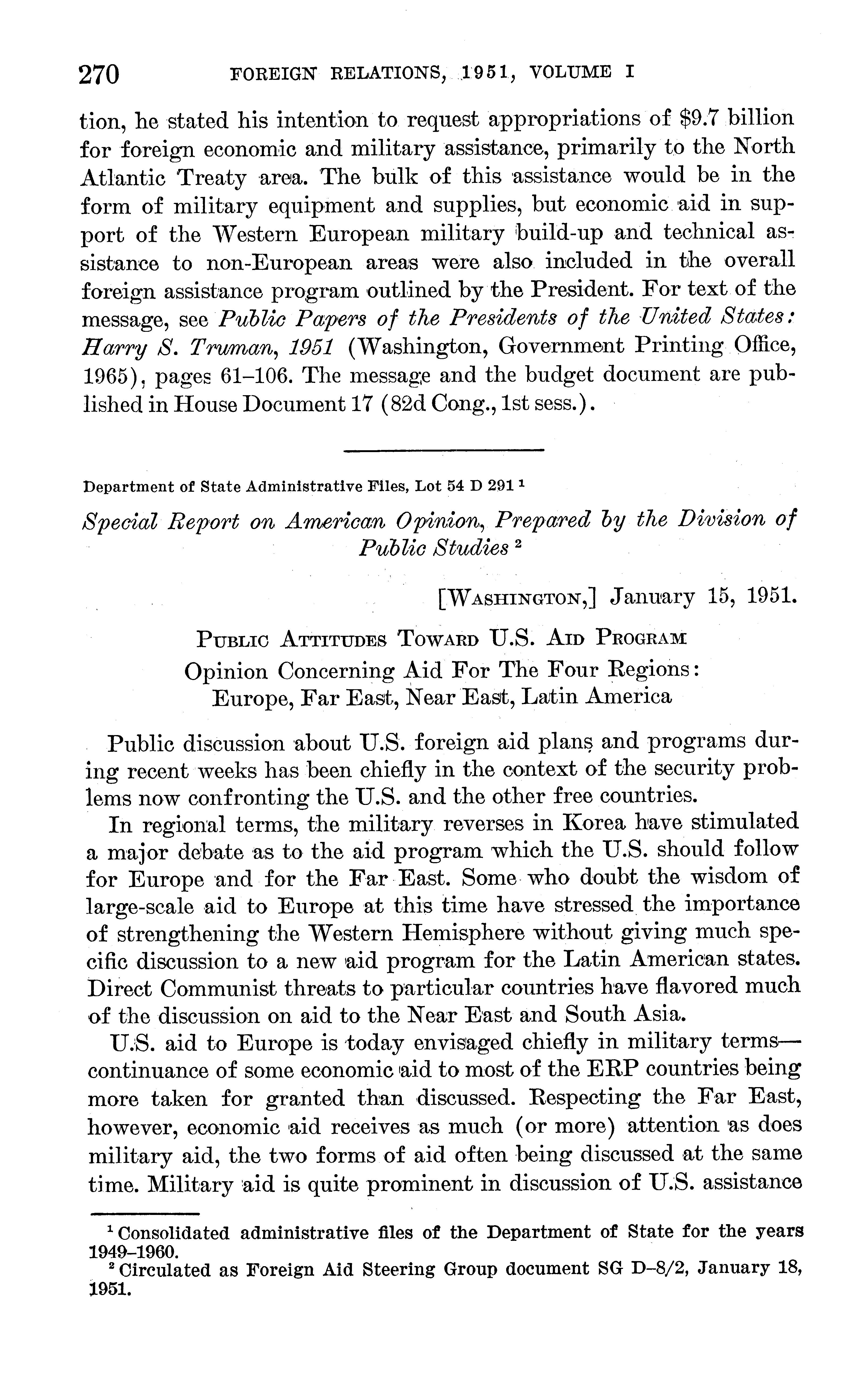 Foreign relations of the United States, 1951. National security affairs ...
