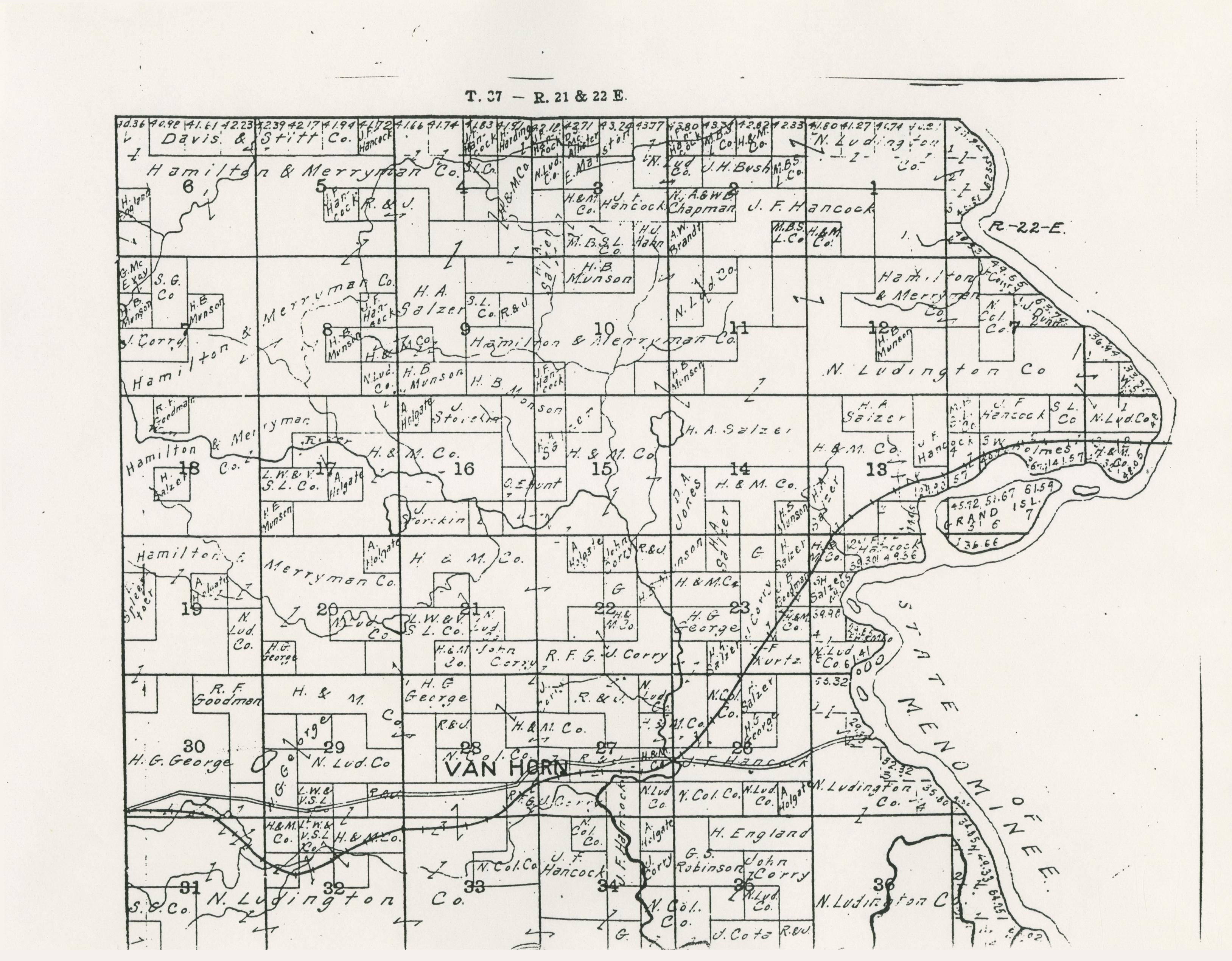 Sectional map of Marinette County showing ownership of lands, location ...