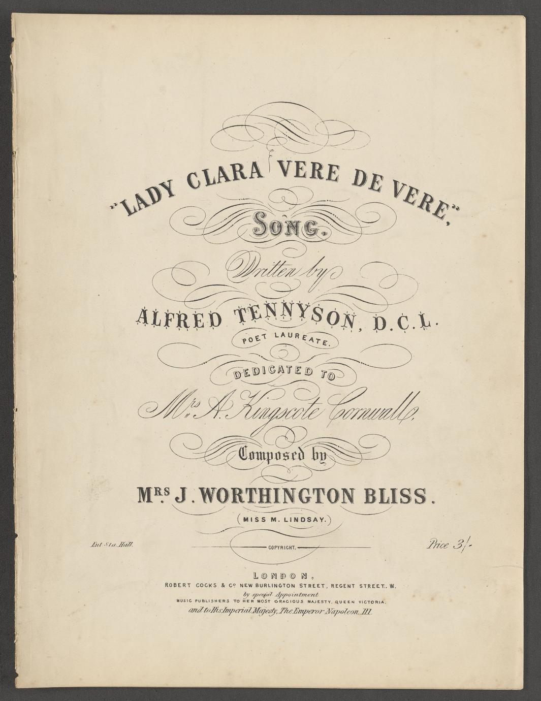 Lady Clara Vere de Vere - Full view - UWDC - UW-Madison Libraries