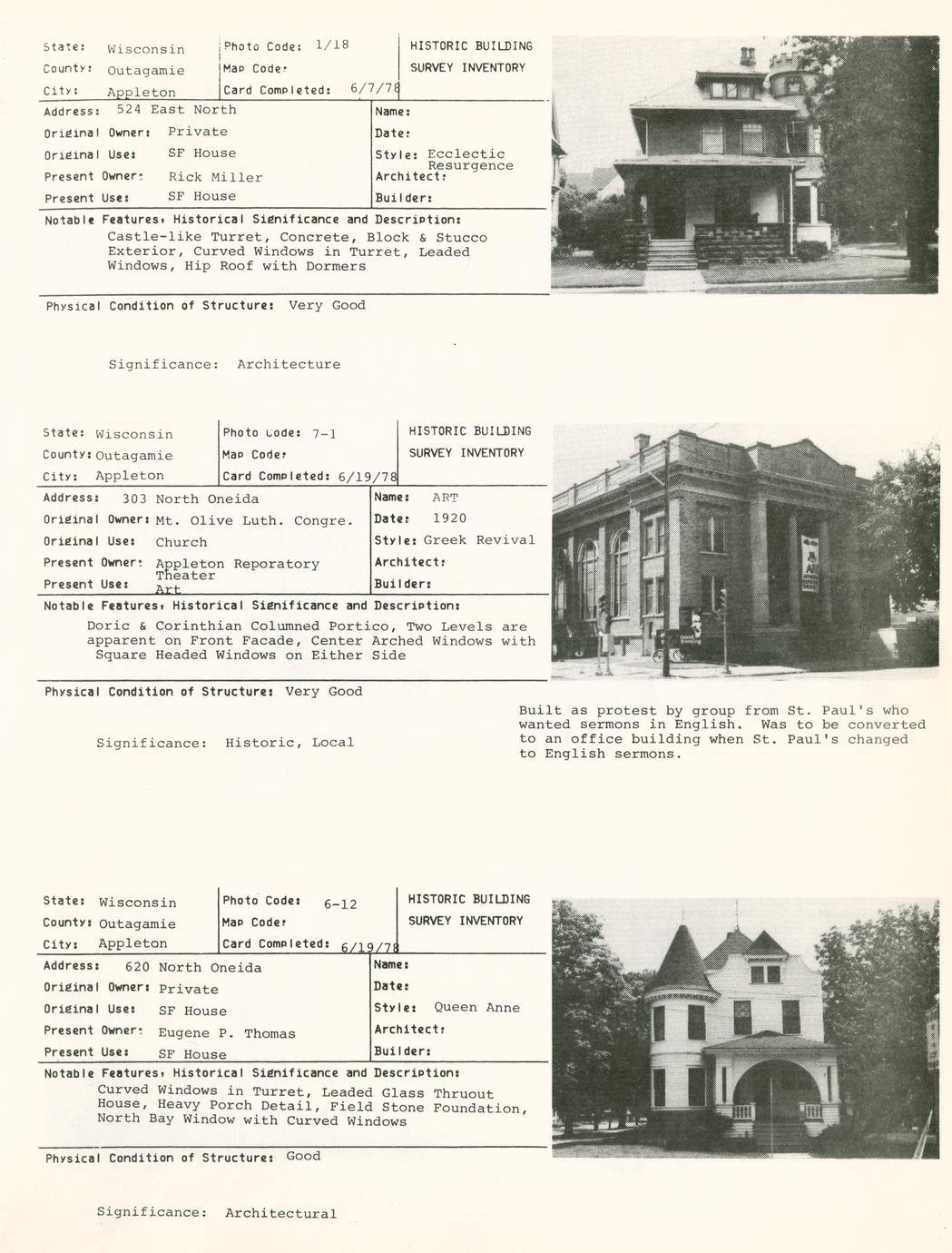 Historic building survey, Appleton, WI - Full view - UWDC - UW-Madison ...