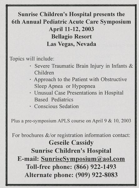 ‎Pediatric Acute Care Symposium advertisement - UWDC - UW-Madison Libraries