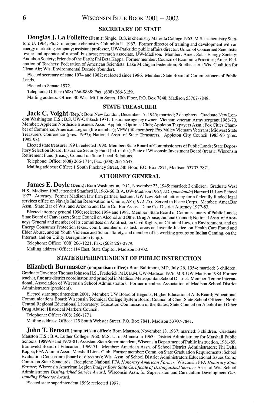 State of Wisconsin Blue Book 2001/2002 - Full view - UWDC - UW-Madison ...