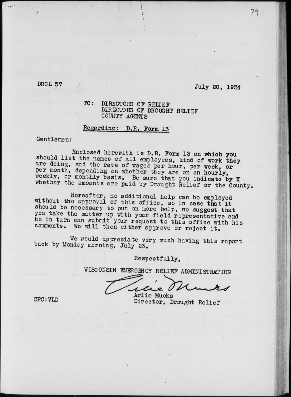 Drought relief circular letters, series "DRCL", October, 1933-October ...