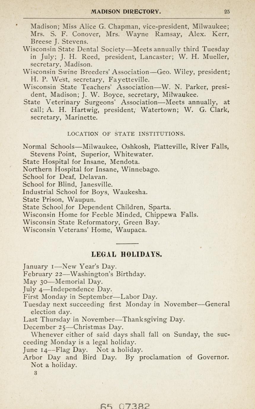 Madison, Wisconsin, city directory 1900-1. Containing a complete ...
