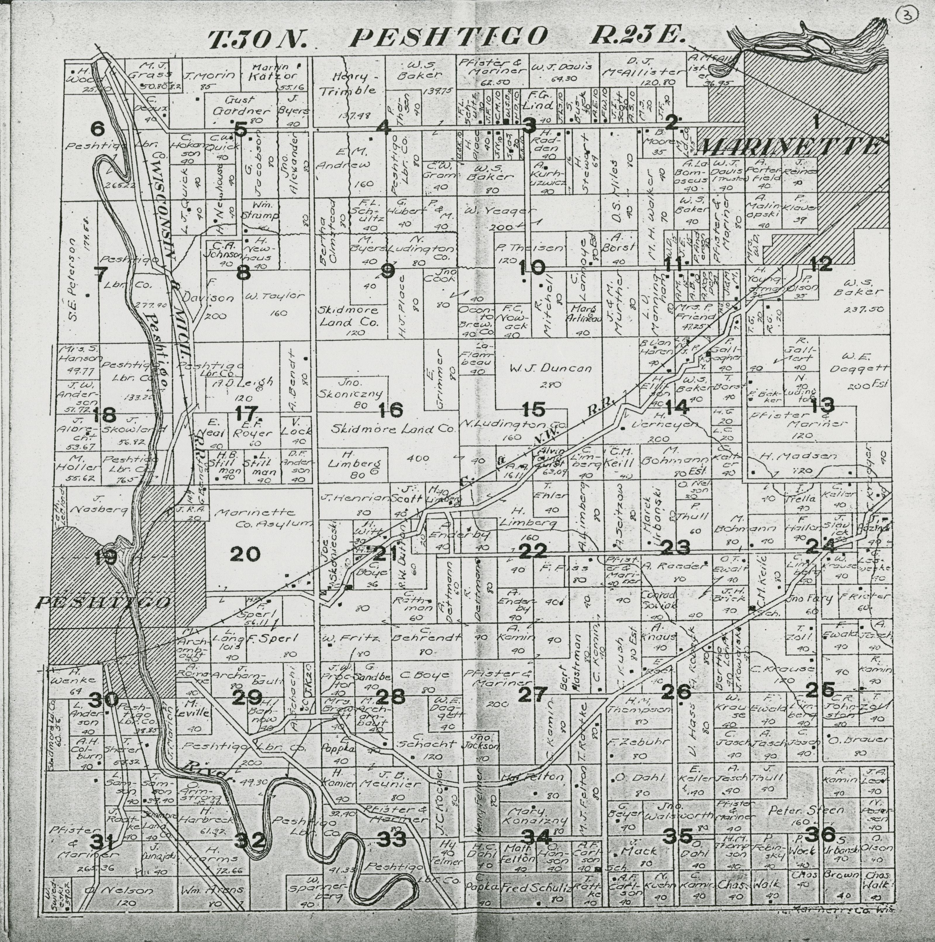 Pocket map with names of owners, Marinette County, Wisconsin, 1920 ...