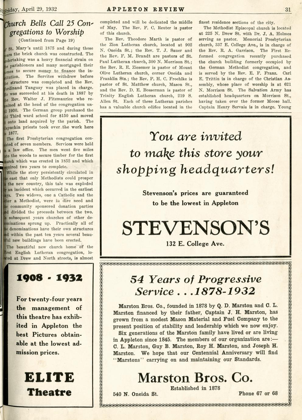 The Appleton review : Appleton's 75th anniversary celebration and ...