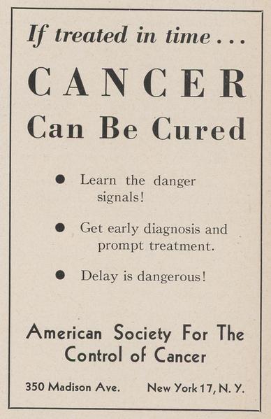 ‎American Society for the Control of Cancer advertisement - UWDC - UW ...