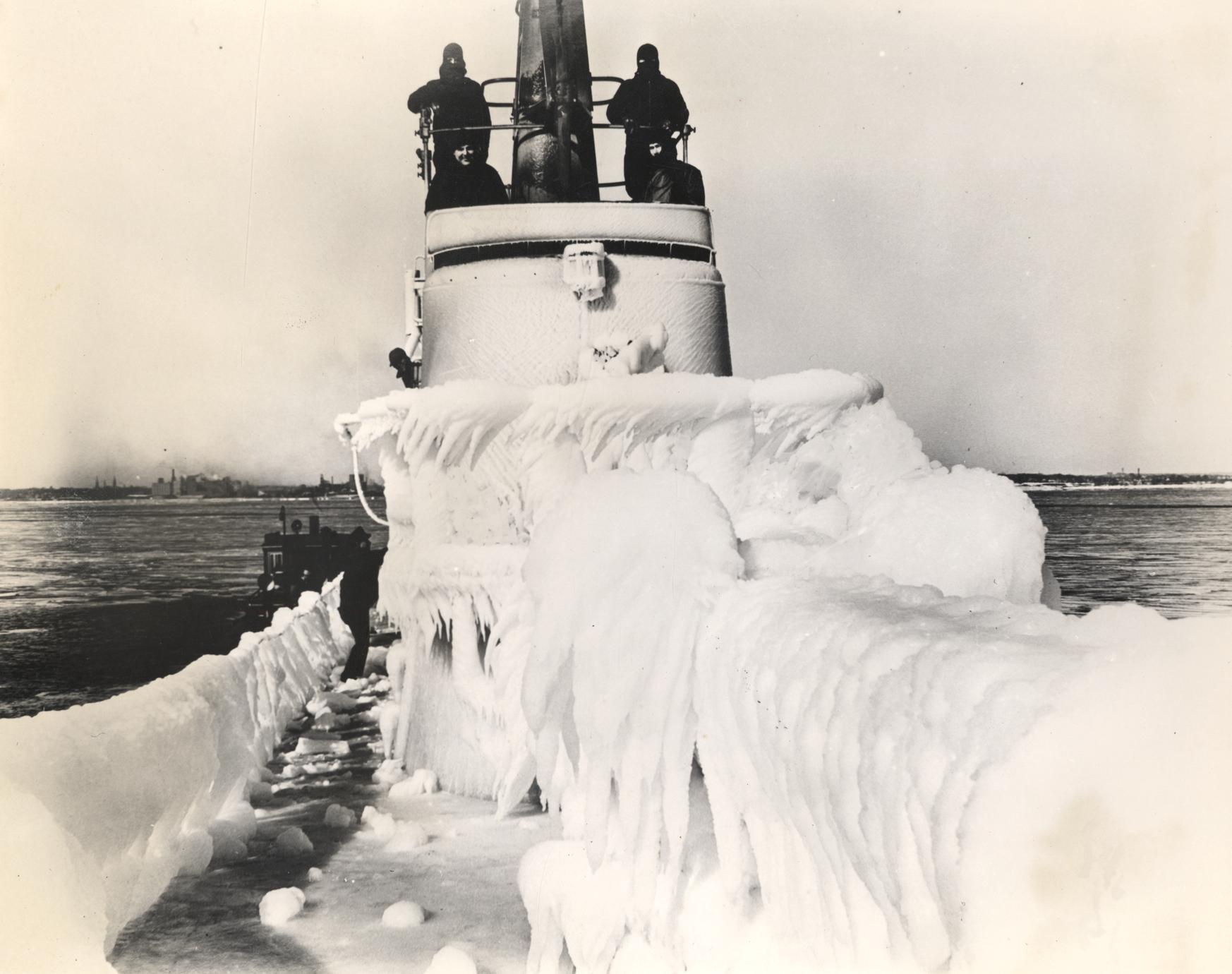 ‎U.S.S. Hammerhead bridge covered with ice - UWDC - UW-Madison Libraries